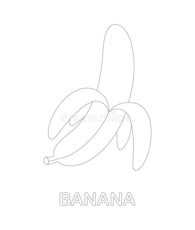 Banana Tracing Worksheet for Kids Stock Vector - Illustration of ...