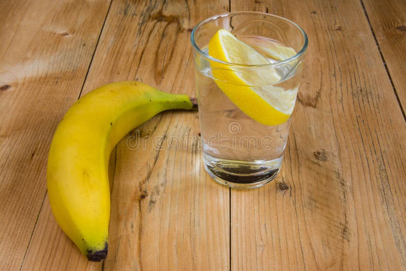 Banana and Water Drink Wiht Lemon Stock Image - Image of healthy ...