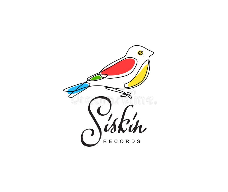Siskin Bird with Handwritten Lettering in Line Style Stock Vector ...