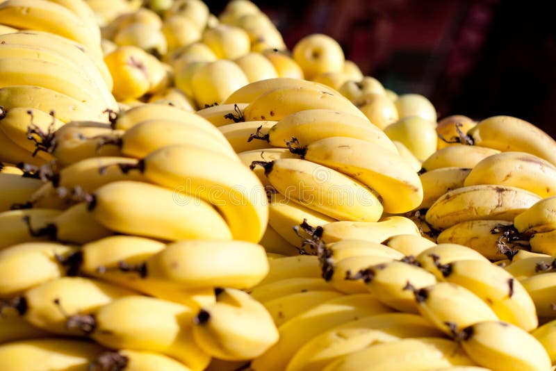 Stack Of Bananas In The Open Air Fruit Market Stock Image - Image of ...
