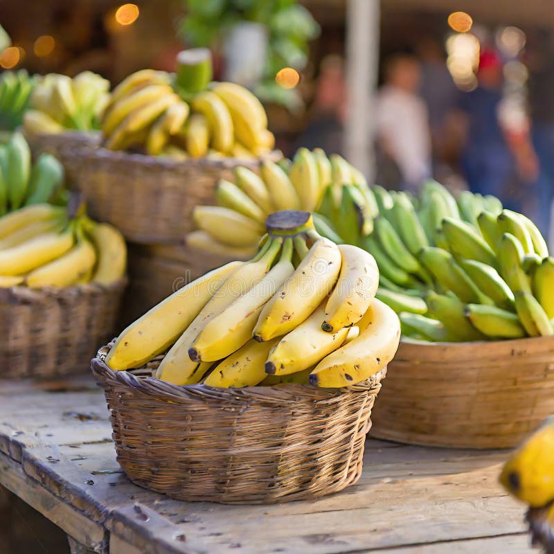 Bananas in Baskets at a Local Market Stock Image - Image of market ...