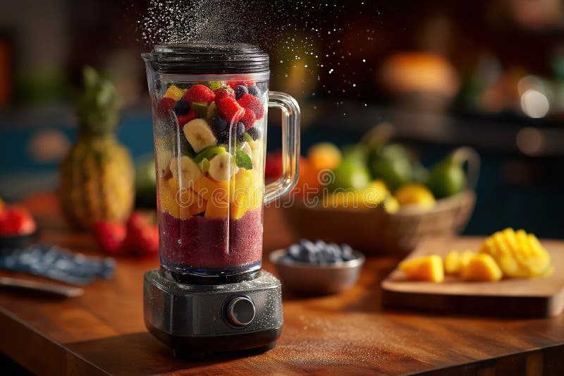 Fruit Explodes into Motion As Blender Vortex Swirls Vibrant Smoothie ...