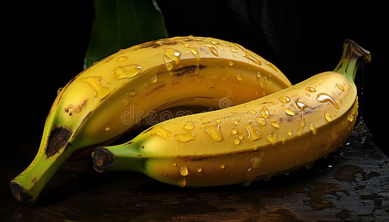 Still Life of Two Bananas with Water Drops Stock Illustration ...