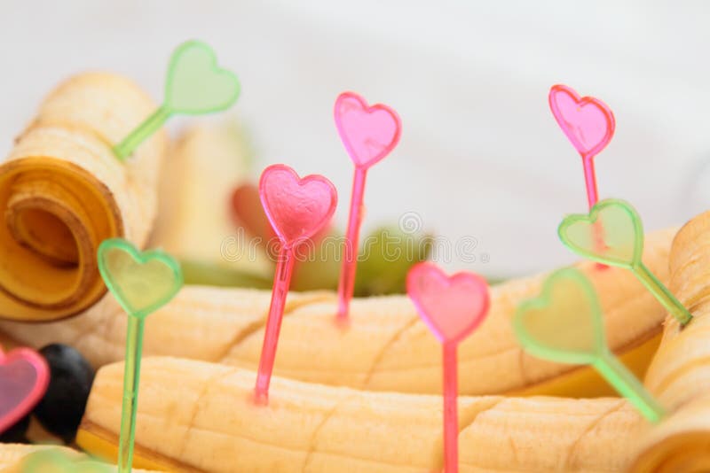 Bananas Decorated with Hearts Stock Photo - Image of backgrounds ...