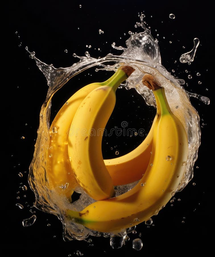 Bananas Fall into the Water Stock Photo - Image of bubble, health ...