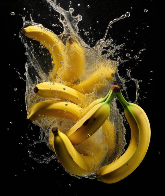 Bananas Fall into the Water Stock Photo - Image of drink, vitamin ...