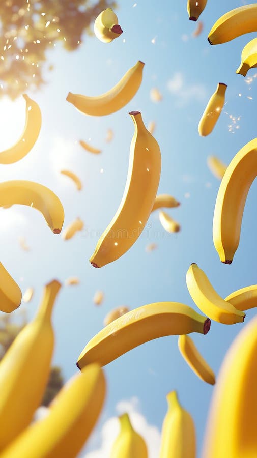 Bananas Falling from the Sky Stock Photo - Image of fruit, ingredients ...