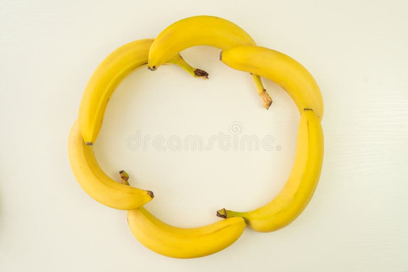 Bananas Folded Shape Circle Lie White Background Table Top View Above ...