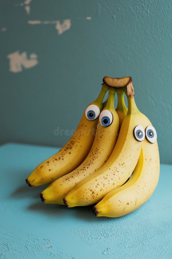 Bananas with Funny Faces stock photo. Image of generated - 363991252