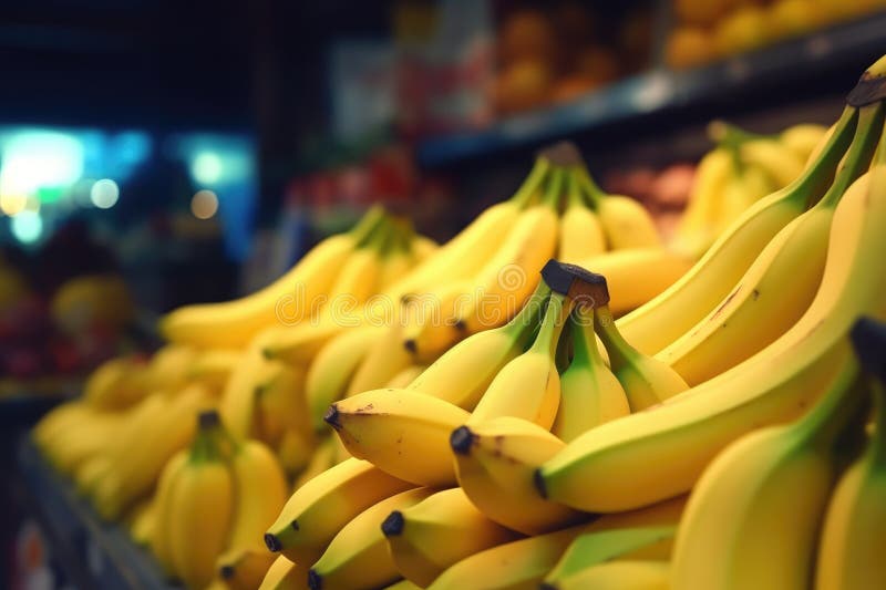 Bananas in a Grocery Store in a Close-up Shot, Macro Shot - Made with ...