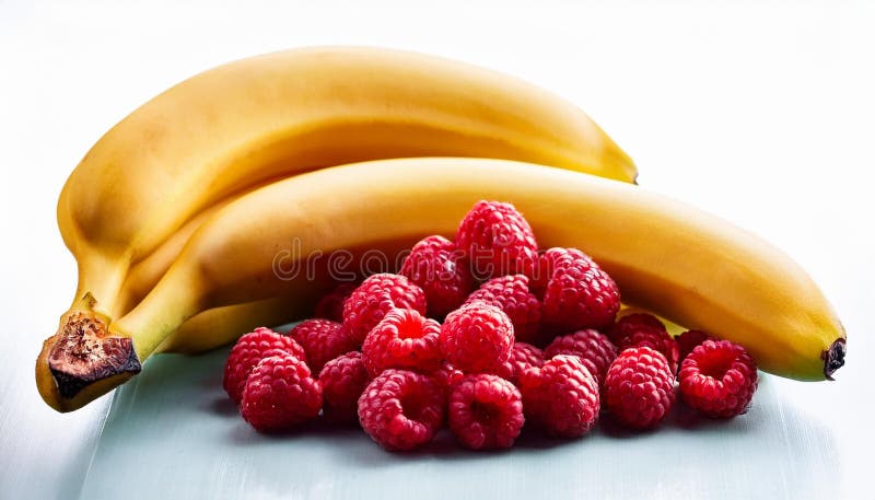 Bananas and Raspberries, AI Generated Stock Illustration - Illustration ...