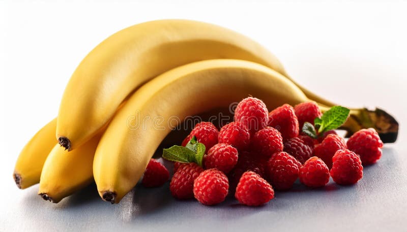 Bananas and Raspberries, AI Generated Stock Illustration - Illustration ...