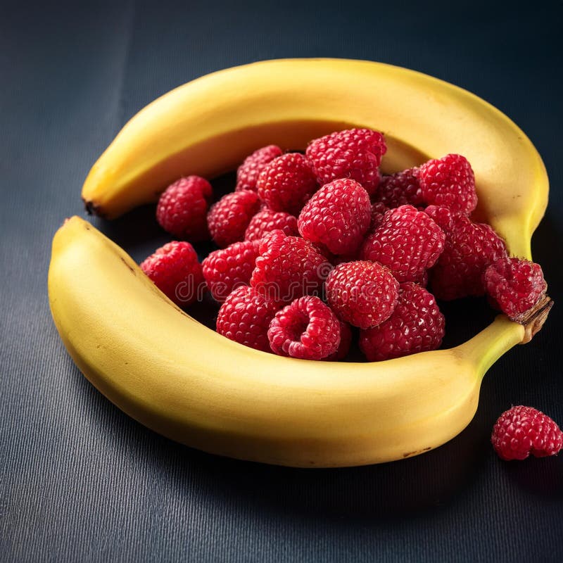 Bananas and Raspberries, AI Generated Stock Illustration - Illustration ...