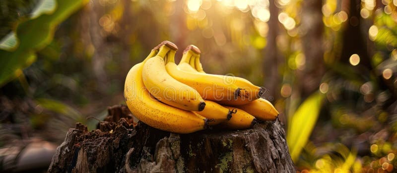 Bananas on Tree Stump stock photo. Image of tropical - 310355802