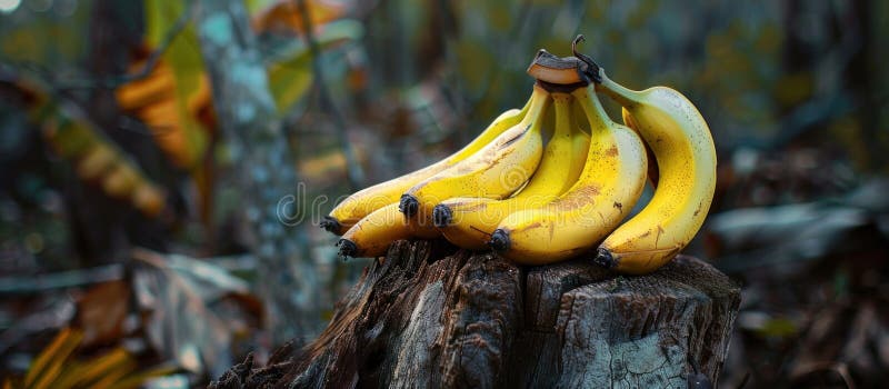 Bananas on Tree Stump stock photo. Image of fresh, outdoor - 310355794