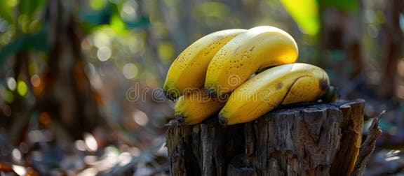Bananas on Tree Stump stock image. Image of agriculture - 310355799