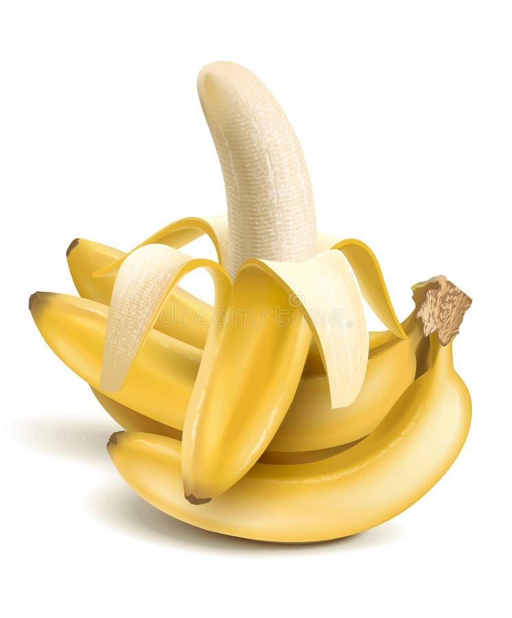 Bananensatz Bananen Ganz Und Mit Grünen Blättern Geschnitten Vektor ...