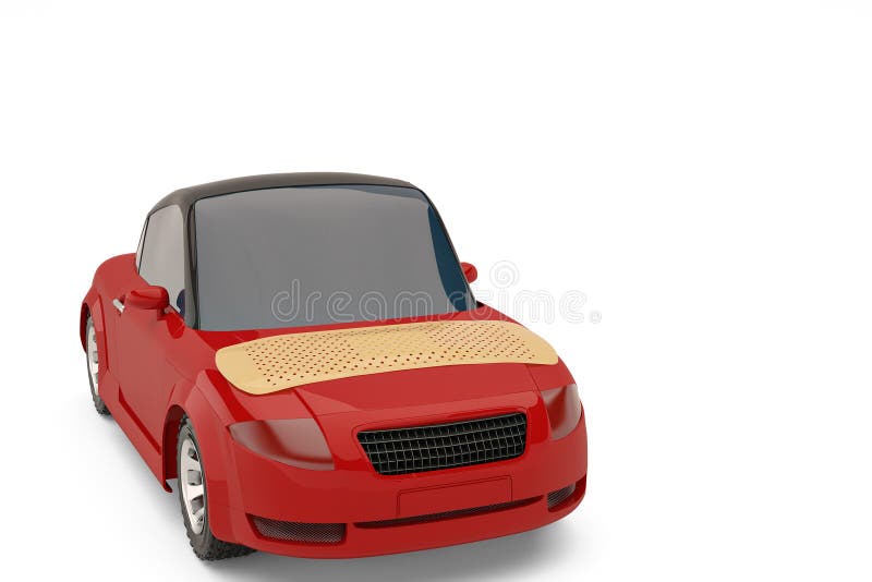 Band Aid on Red Car.3D Illustration. Stock Illustration - Illustration ...