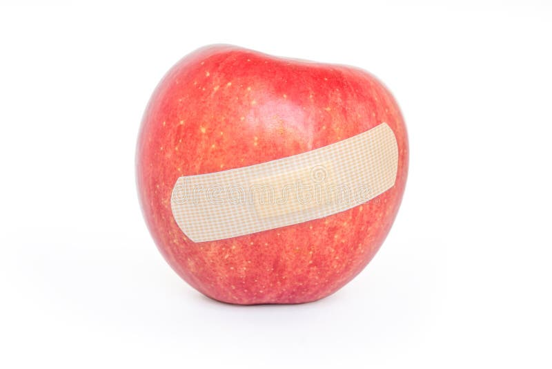 Band-aid Stick To the Red Apple Stock Photo - Image of produce, fuji ...