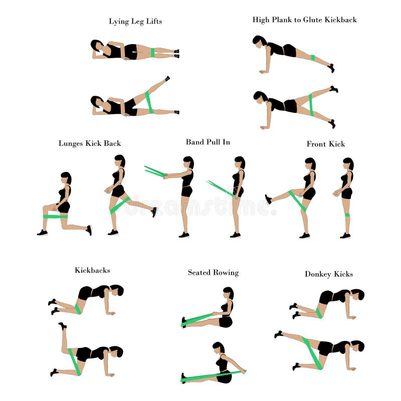 Band Exercises Workout Stock Illustrations – 357 Band Exercises Workout ...