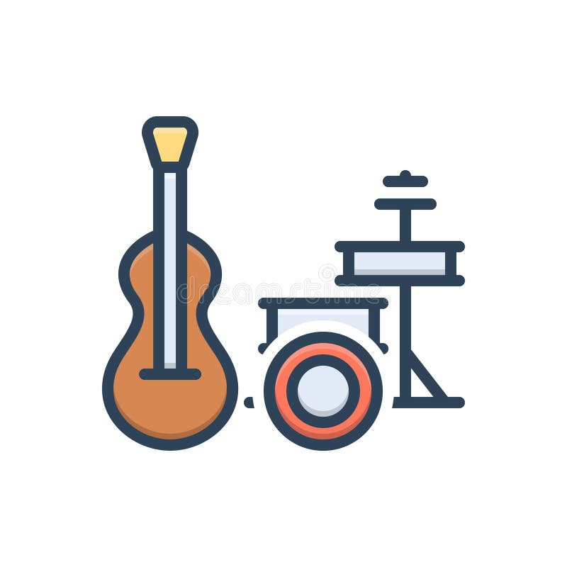 Color Illustration Icon for Band, Musical Band and Instrument Stock ...