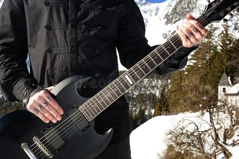 Band Member Playing Guitar Solo on Stage, Close-up Stock Photo - Image ...