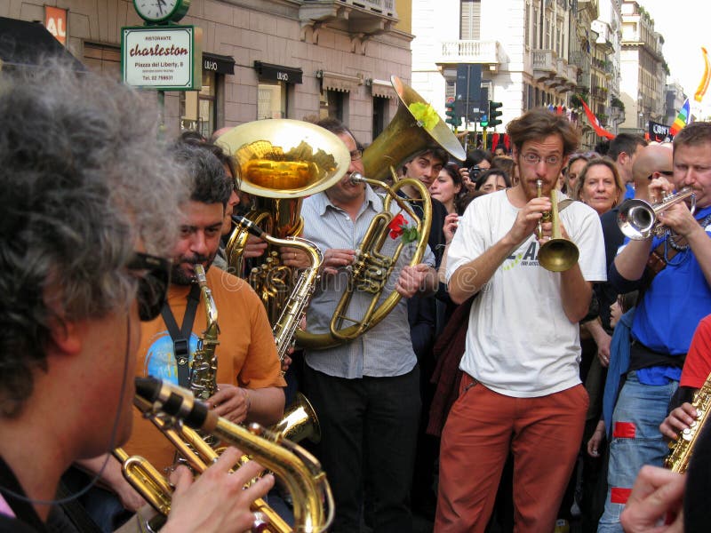 BAND MUSIC,MILAN,ITALY editorial stock photo. Image of economic - 14038693