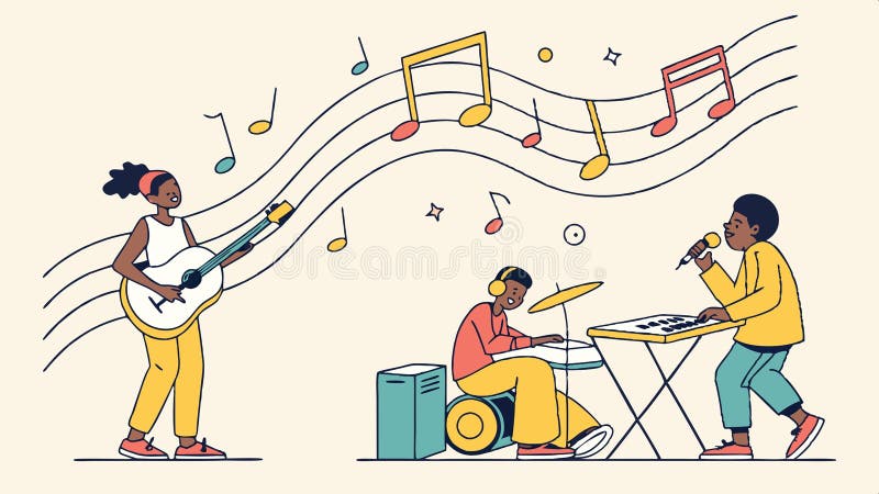 Band of Musicians Playing Instruments Together during a Performance ...