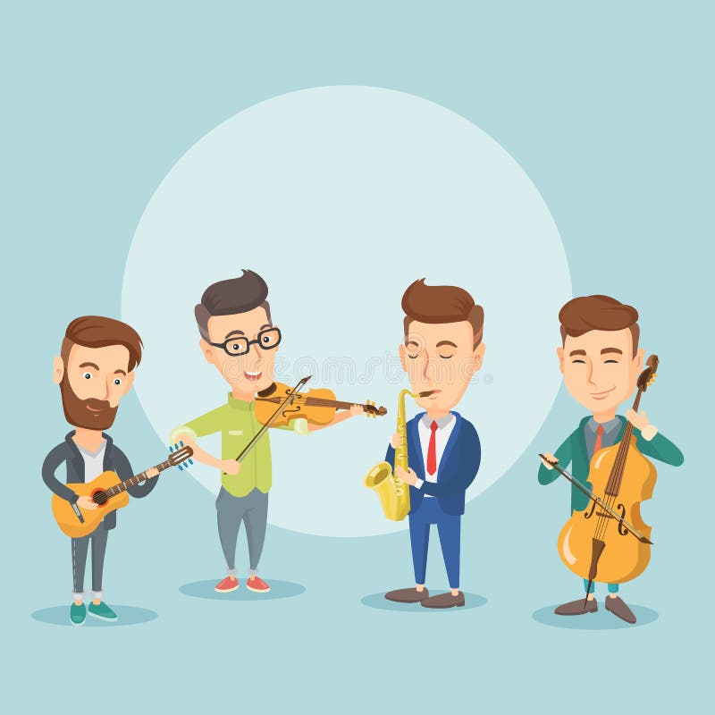 Band of Musicians Playing on Musical Instruments. Stock Vector ...