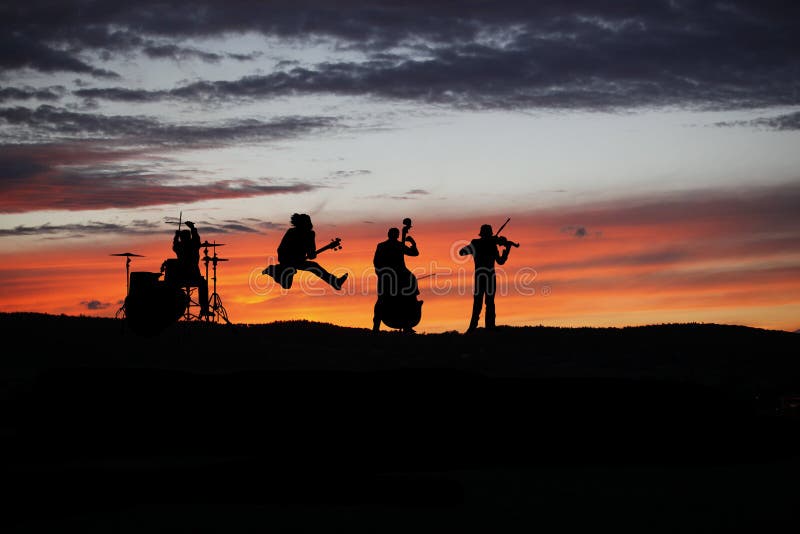 Band Performing Live during Outside Concert Stock Image - Image of ...