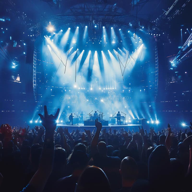 A Band Performs Under a Vibrant Blue Lighting Scheme, Entertaining a ...