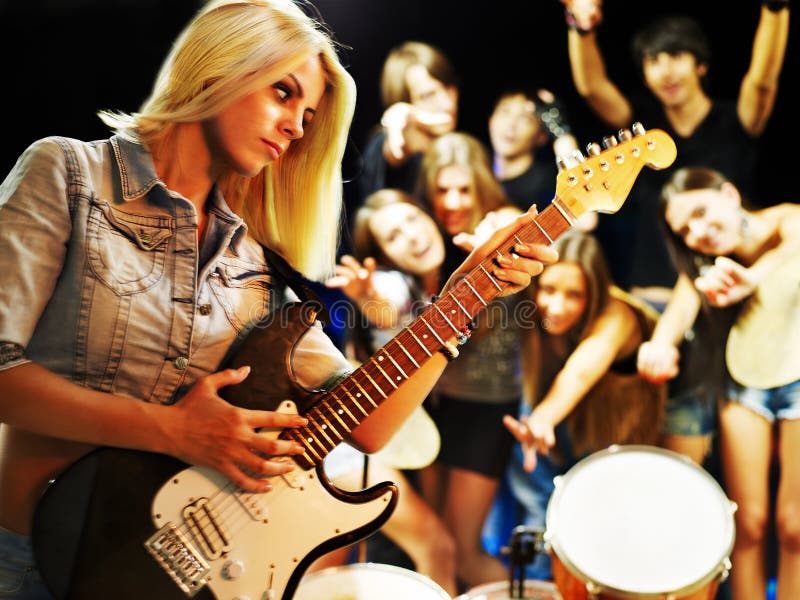 Band Playing Musical Instrument. Stock Photo - Image of festival, girl ...