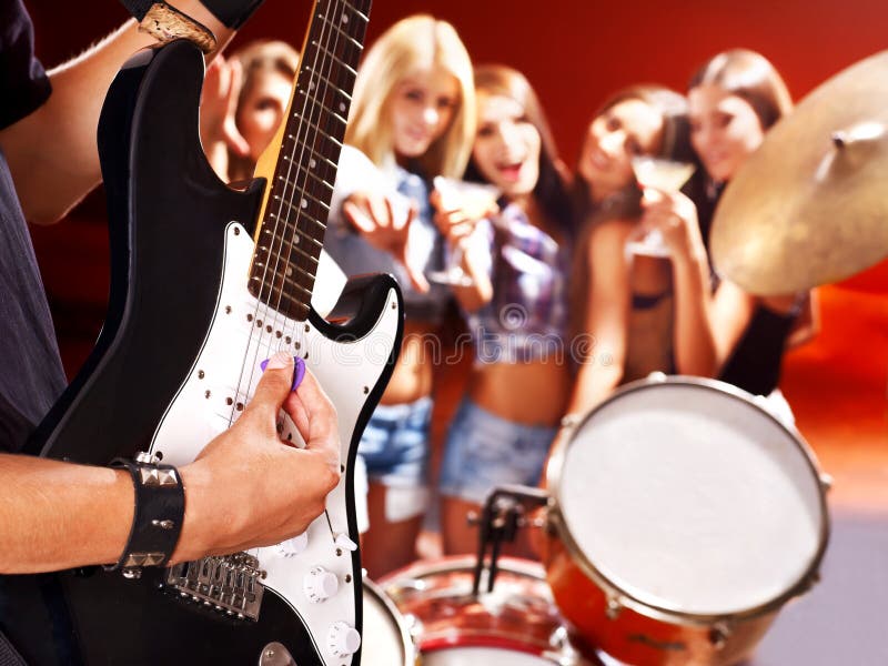 Band Playing Musical Instrument. Stock Photo - Image of musician, black ...