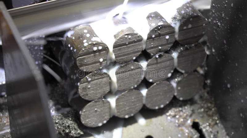 The Band Saw Machine Cutting the Raw Material Rods. Stock Video - Video ...