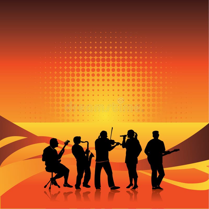 Band Silhouette and Background Stock Vector - Illustration of ...