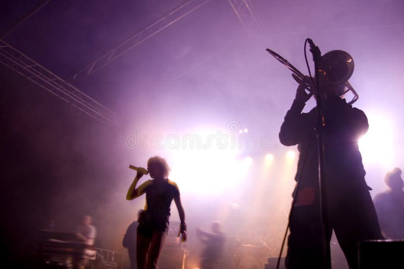Band on stage at concert. stock photo. Image of nightlife - 14901596