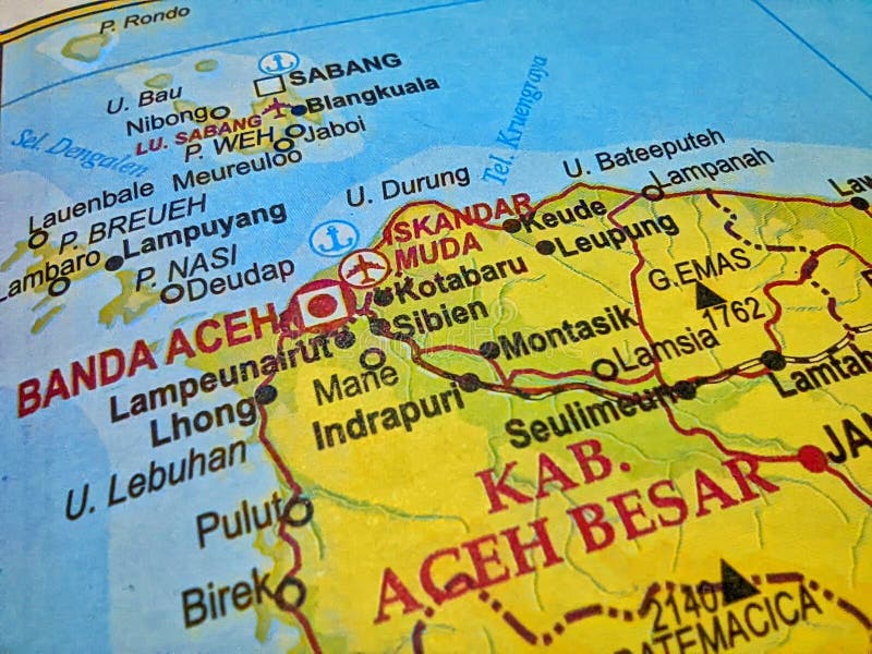 Banda Aceh City on Map, Indonesia. Stock Photo - Image of geography ...
