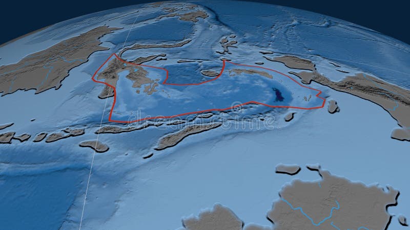 Banda Sea Plate Outlined - Topo and Bathy Stock Illustration ...