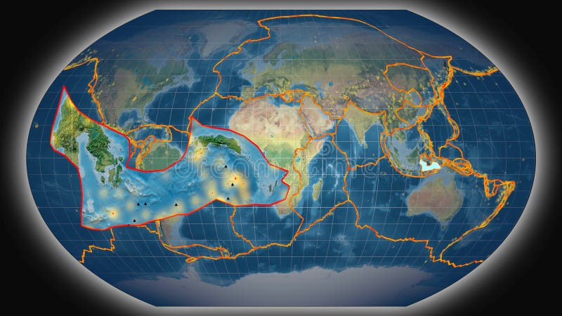 Banda Sea Plate Presented, Kavrayskiy Projection - Topographic Stock ...