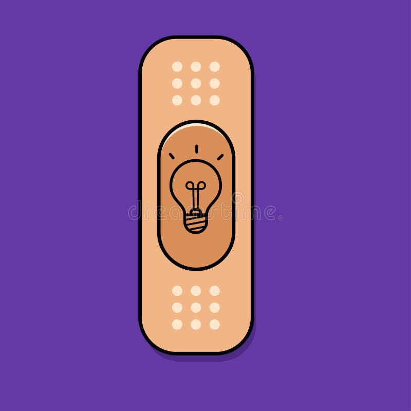 The Bandage with Bulb Sign in it. Isolated Vector Illustration Stock ...