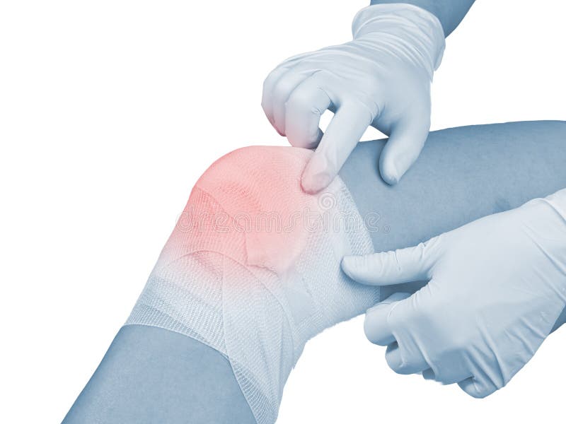 Bandage De Coton Au-dessus D'une Blessure Sur Le Genou. Image stock ...