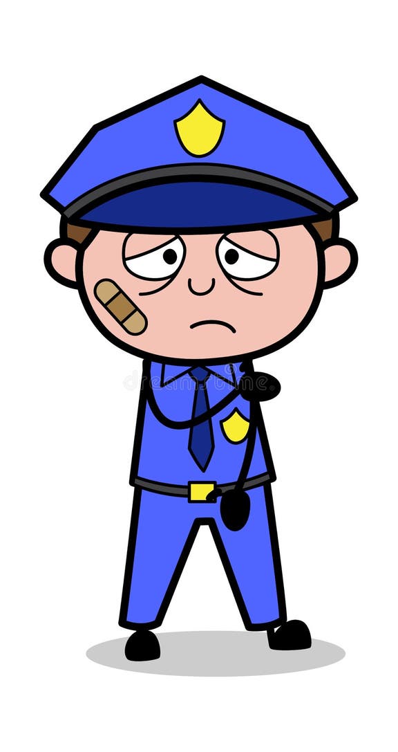 Bandage Face - Retro Cop Policeman Vector Illustration Stock ...