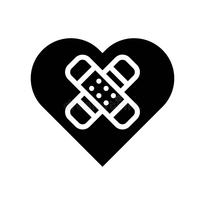 Bandage on Heart Vector, Valentine and Love Related Solid Icon Stock ...