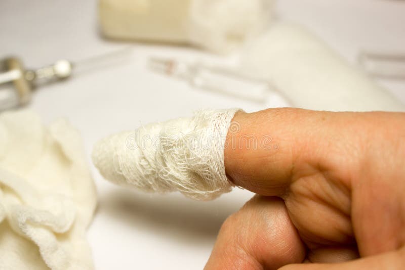A bandaged index finger stock photo. Image of wound, care - 71187596