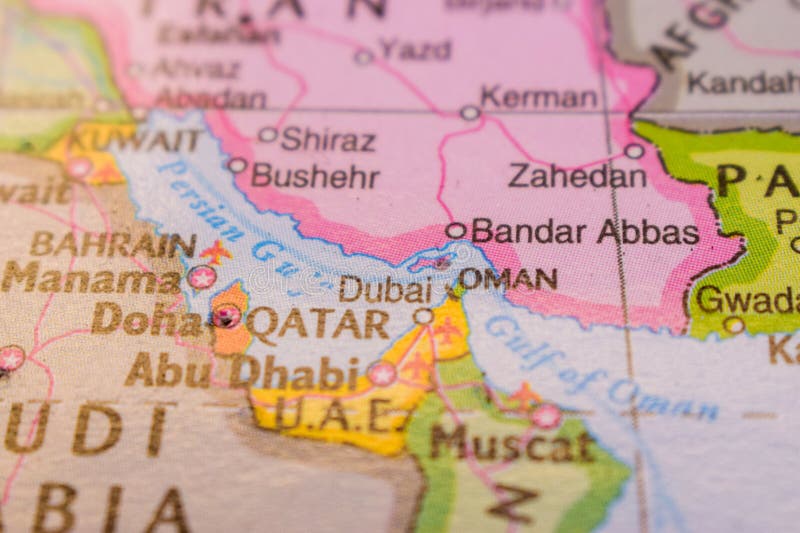 Bandar Abbas on the World Map Colorful Geo Political Map Stock Image ...