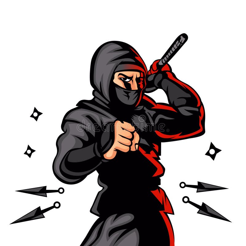 Ninja noir illustration stock. Illustration du noir, lettres - 22696170