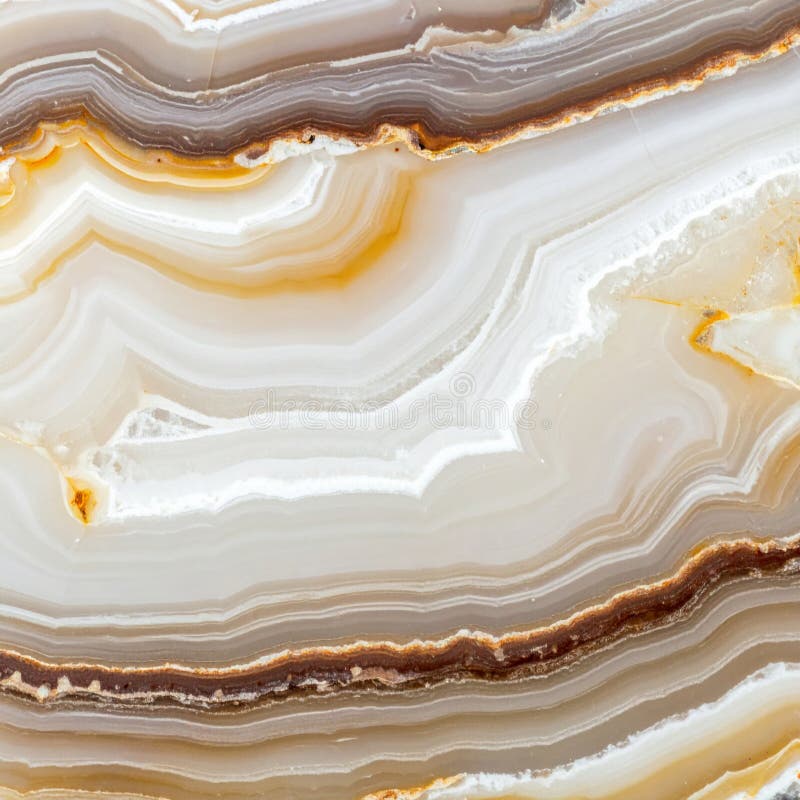 Banded Agate Texture with Concentric Layers in White Brown and Beige ...