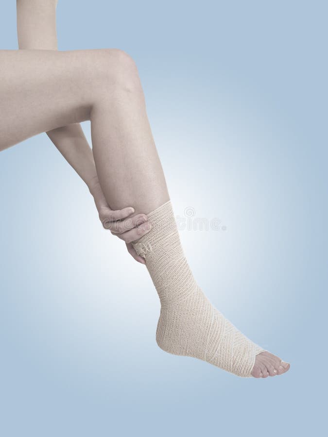 Banded Ankle with the Elastic Cord on White Background. Stock Photo ...