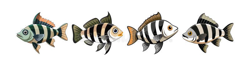 Banded Archerfish with Realistic Coloration Stock Vector - Illustration ...