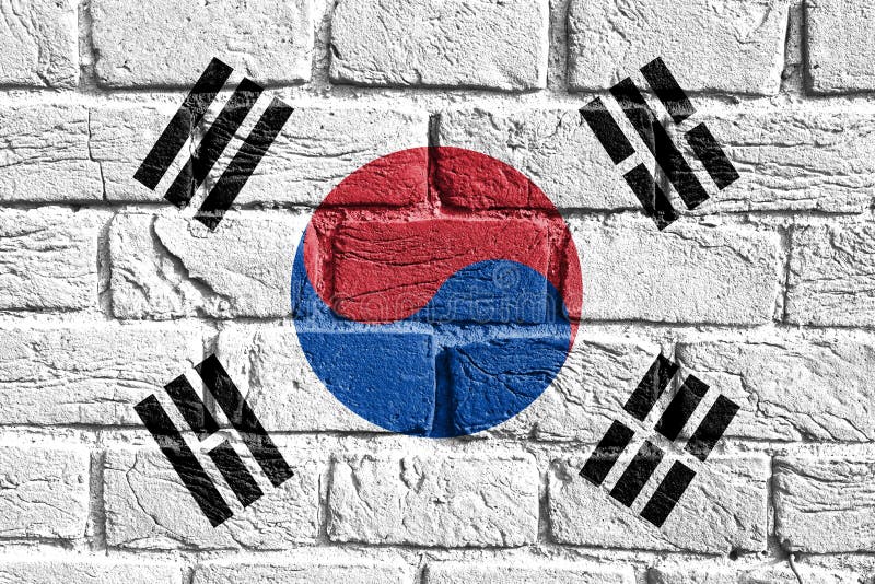 Bandeira Da Coreia Do Sul Na Parede Foto de Stock - Imagem de ...